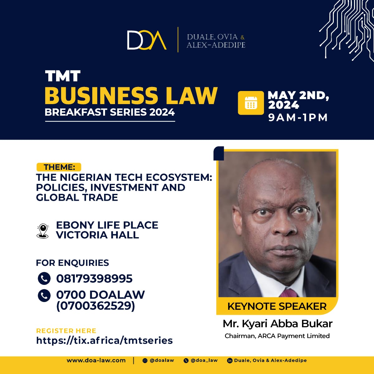 Kyari Bukar named keynote speaker at DOA’s TMT breakfast series ...